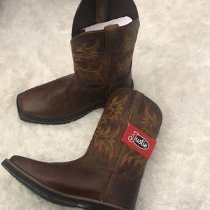 Justin Boots | Shoes | Justin Square Toe Steel Toe Cowboy Boots | Poshmark